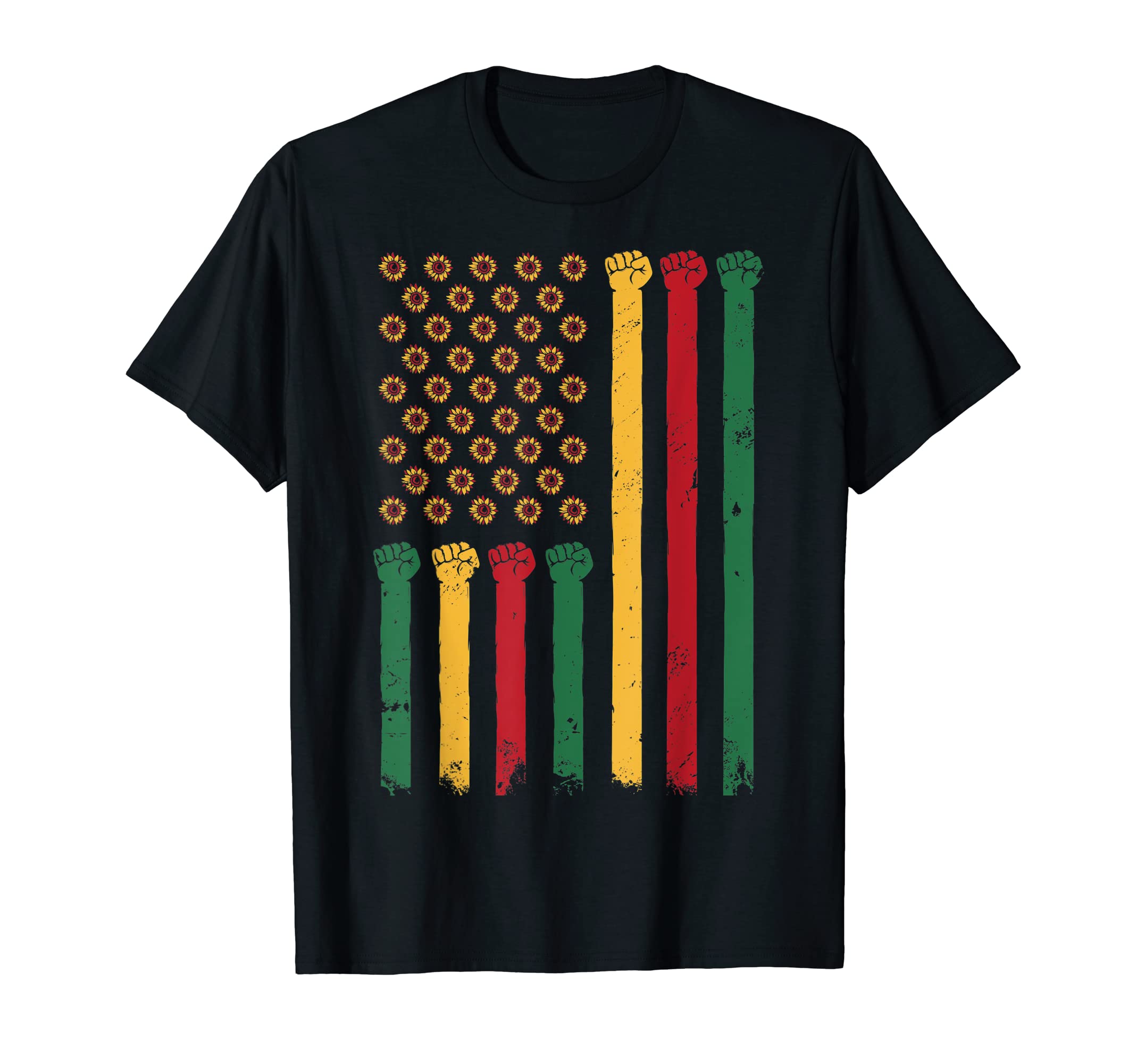 June 19, 1865 US Flag Fisting Hands and Flowers T-Shirt