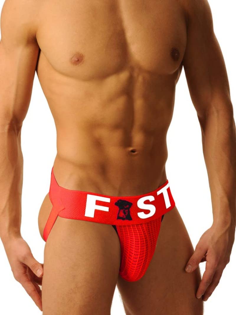 FIST LOGO JOCK ⢠Multicolor Handmade Rare Jockstrap Baseball Sportsjocks Fisting Army, Biker Athletic SupporterM Red