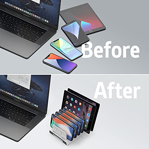 Unitek Adjustable Universal Multi Device Organizer Dock Stand Holder Compatible for iPhone, iPad, Kindle, Fire Tablet, Samsung Galaxy, Google Nexus, Pixel, All Electronic Devices-No Charging Port