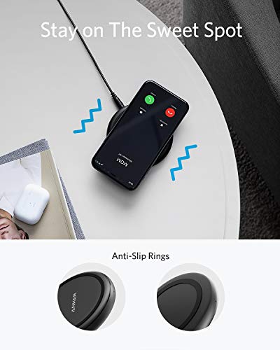 Anker Wireless Charger with Power Adapter, PowerWave II Pad, Qi-Certified 15W Max Fast Wireless Charging Pad for iPhone 14/14 Pro/14 Pro Max/13/13 Pro Max, Galaxy S10 S9 S8, Note 10 Note 9 & More