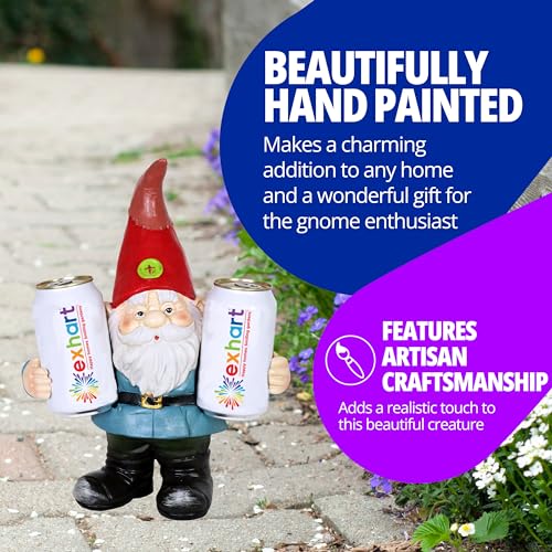 Exhart Garden Gnome, Double Fisting Two Can Timmy Garden Statue, Funny Outdoor Garden Decoration, 10 x 13.5 Inch