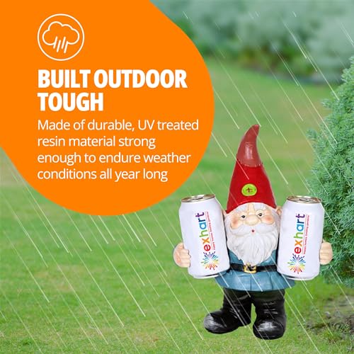 Exhart Garden Gnome, Double Fisting Two Can Timmy Garden Statue, Funny Outdoor Garden Decoration, 10 x 13.5 Inch