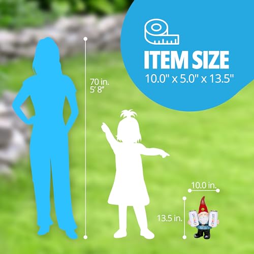 Exhart Garden Gnome, Double Fisting Two Can Timmy Garden Statue, Funny Outdoor Garden Decoration, 10 x 13.5 Inch