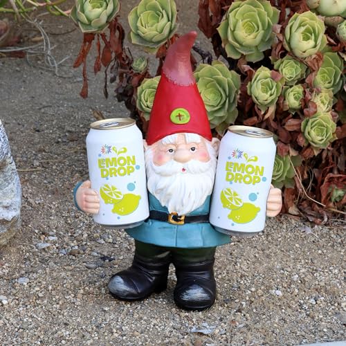 Exhart Garden Gnome, Double Fisting Two Can Timmy Garden Statue, Funny Outdoor Garden Decoration, 10 x 13.5 Inch