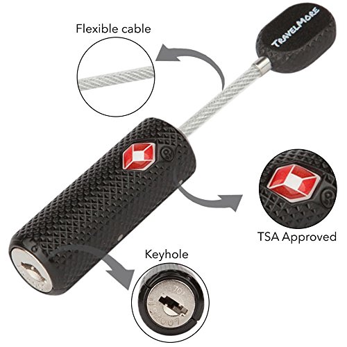 4 Pack TSA Approved Luggage Locks with Keys for Travel β Flexible Ultra Secure Mini Key Padlock & Metal Zinc Alloy Material β Black