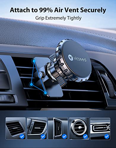 VICSEED 𝟮𝟬𝟮𝟯 𝙐𝙥𝙜𝙧𝙖𝙙𝙚𝙙 Magnetic Phone Holder for Car [6 Strong N55 Magnets] Magnetic Car Mount [1S Put &Take] Car Vent Phone Mount for Car Hands-Free Holder, Fit with All Smartphones