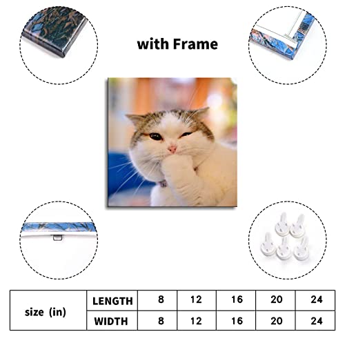 Fisting Cat Funny Animal Poster Print Art Picture 9302 Wall Art Canvas Prints Poster For Home Office Decorations With Framed 16"x16"