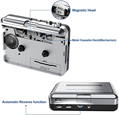 Cassette Player, Cassette Tape to MP3 CD Converter Via USB, Convert Walkman Tape Cassette to MP3 Format, Compatible with Laptop and PC