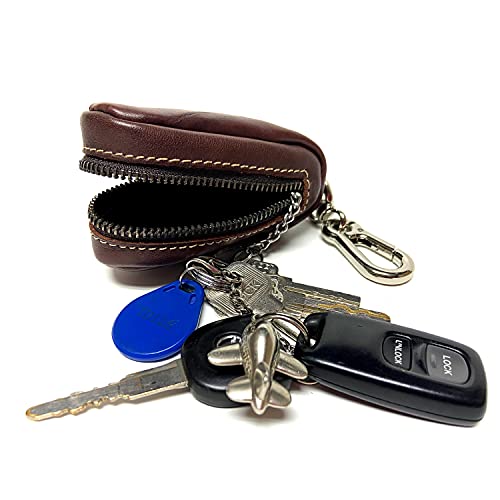 RARESTAN leather key holder,leather key case, genuine leather key pouch for keychain,leather car smart key pouch (Coffee)