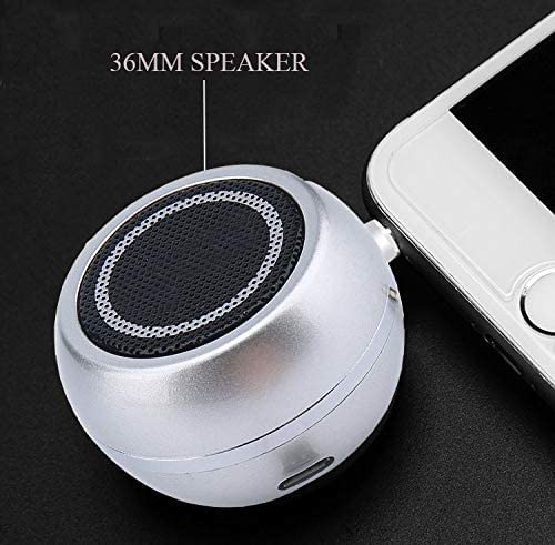 Mini Speaker with 3.5mm Aux Input Jack, 3W Loud Portable Speaker for iPhone iPod iPad Cellphone Tablet Laptop, with USB Rechargeable Battery, Gift Choice for Kids, Silver
