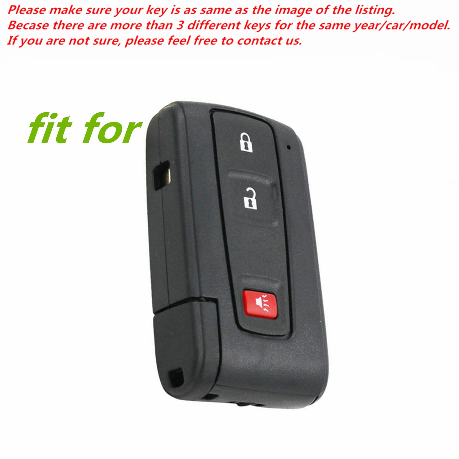 MJKEYAuto Black Leather 3 Buttons Smart Remote Key Fob Cover Chain Case for Toyota Prius 2004 2005 2006 2007 2008 2009