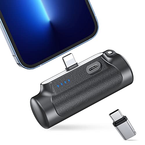 Abnoys Portable-Charger-Power-Bank - 8000mAh Mini Power Bank Ultra Compact Portable Phone Charger Battery Pack Compatible with iPhone Comes with a Type-C Conversion Interface (Black)