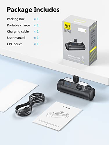 Abnoys Portable-Charger-Power-Bank - 8000mAh Mini Power Bank Ultra Compact Portable Phone Charger Battery Pack Compatible with iPhone Comes with a Type-C Conversion Interface (Black)