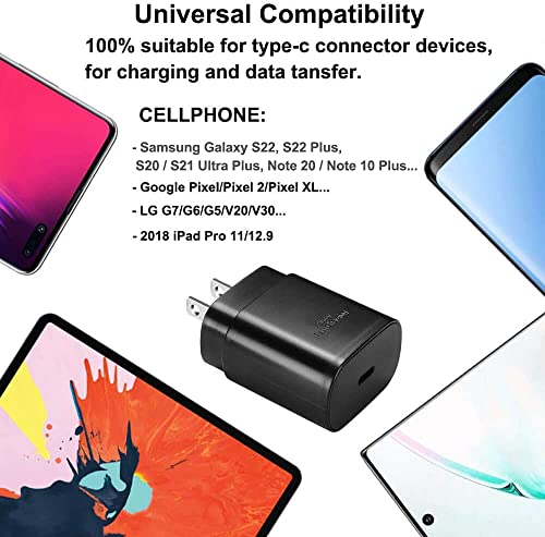 Samsung USB-C Super Fast Charging Wall Charger-25W PD Charger Adapter with Type-C Cable(5ft) for Samsung Galaxy S22/S22 Ultra/S22+/S21/S21+/S21 Ultra/S20/S20+/S20 Ultra/Note 20 Ultra