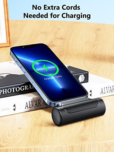 Abnoys Portable-Charger-Power-Bank - 8000mAh Mini Power Bank Ultra Compact Portable Phone Charger Battery Pack Compatible with iPhone Comes with a Type-C Conversion Interface (Black)
