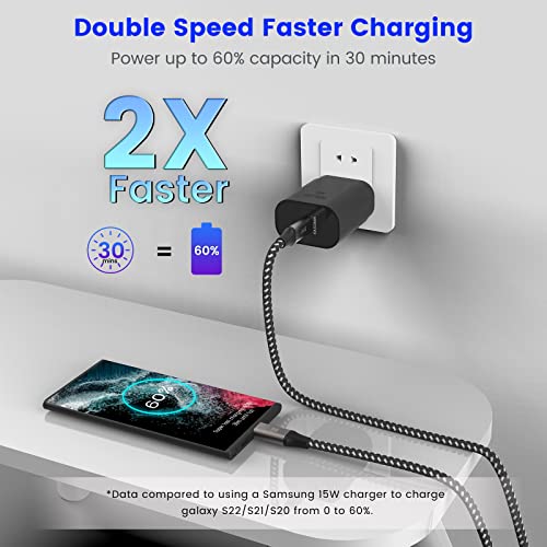 S23 S22 S21 Super Fast Charger Type C, EASDMN 25W PD/PPS USB C Fast Wall Charger Block & 10FT Super Long Fast Charging Cable for Samsung Galaxy S23/S22/S22 Ultra/S22+/S21/Plus/S20/Note 20/Z Fold 3/A53