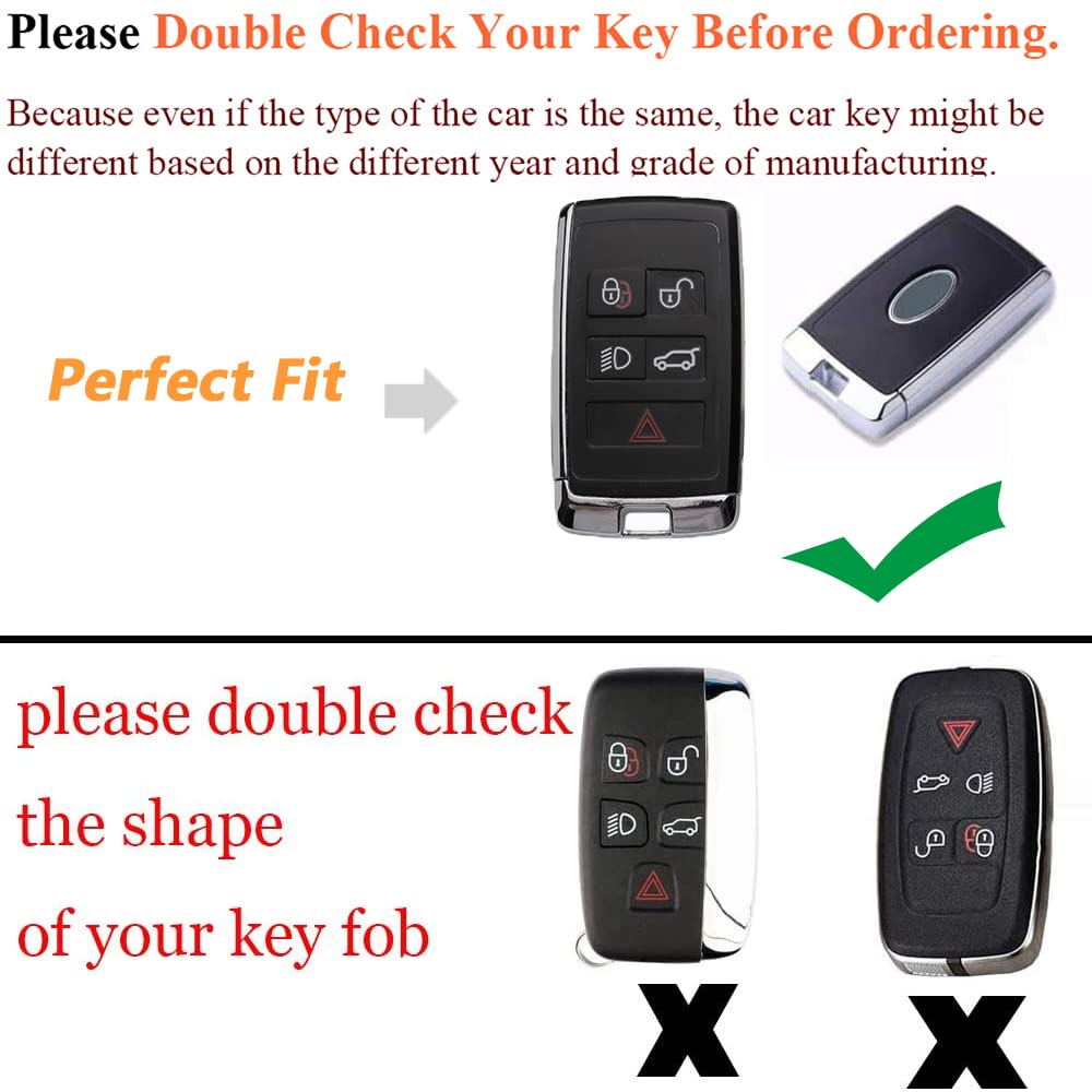 SANRILY PC+Leather Key Fob Cover for Jaguar XF 2021 and for Land Range Rover Discovery Rover Sport 2018 2019 Keyless Smart Key Case Shell with Keychain Pink
