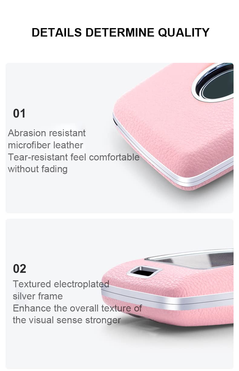 SANRILY PC+Leather Key Fob Cover for Jaguar XF 2021 and for Land Range Rover Discovery Rover Sport 2018 2019 Keyless Smart Key Case Shell with Keychain Pink