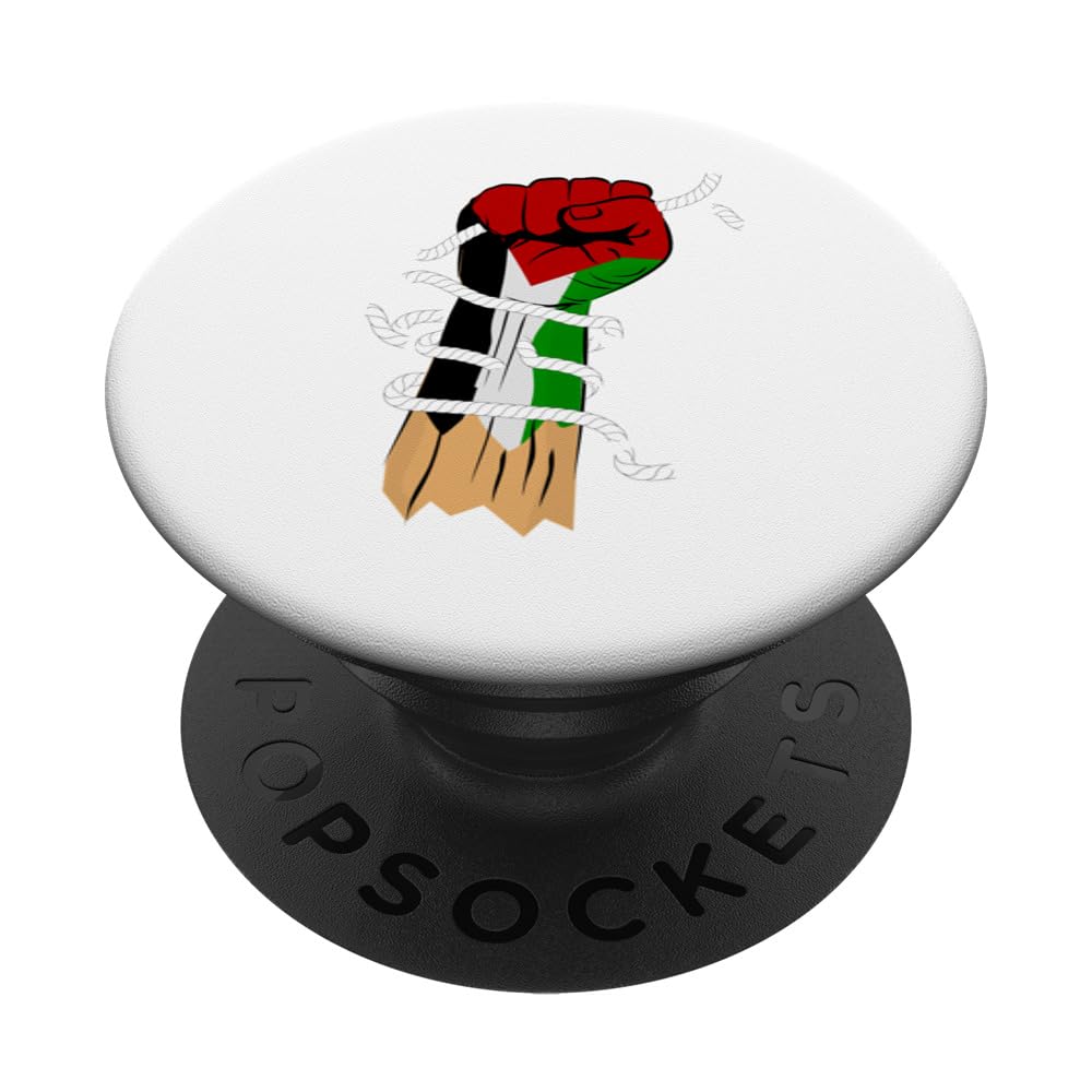 Fisting Hand with Broken Rope and Barbed Wire Palestine Flag PopSockets Standard PopGrip