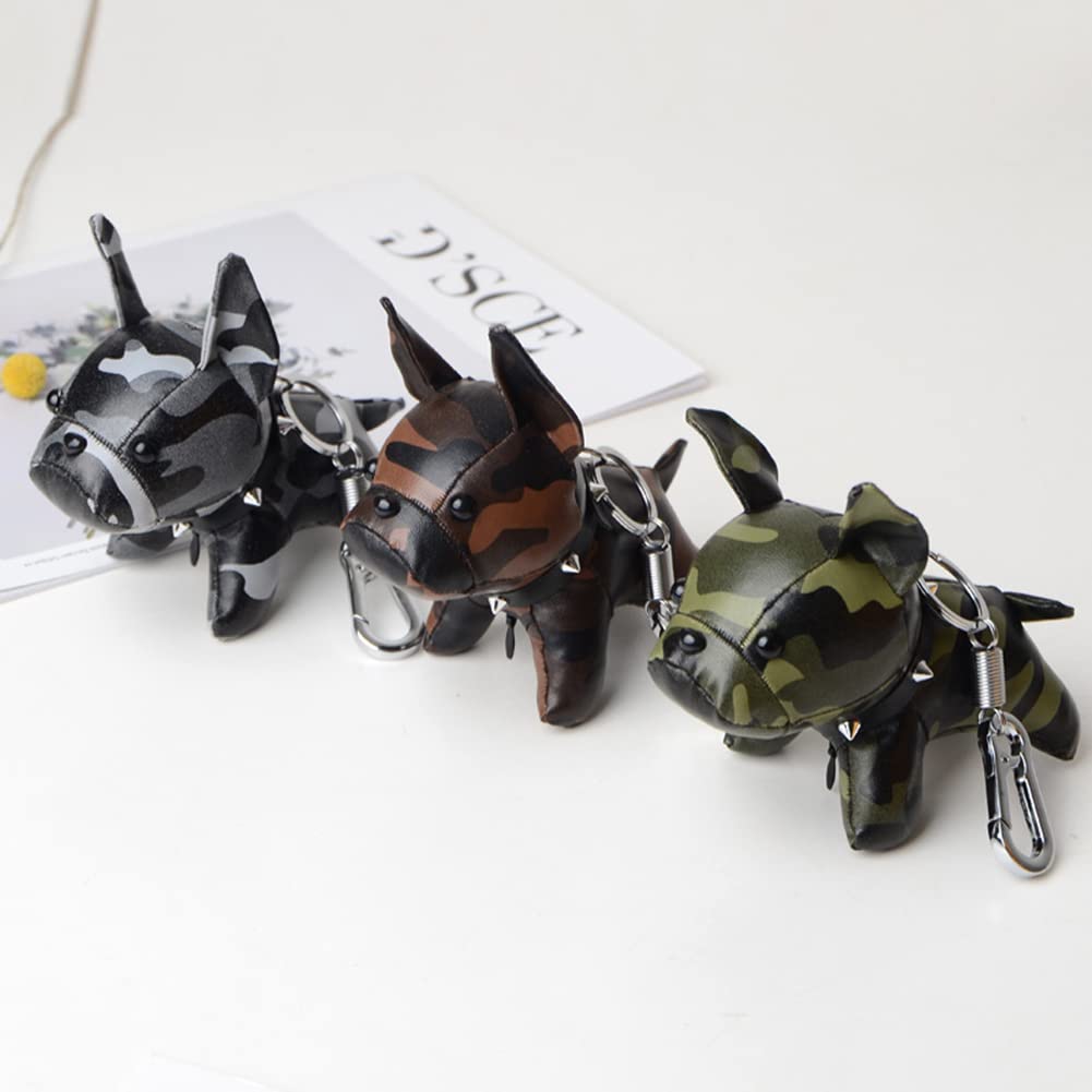 SEADEAR French Bulldog Keychain, PU Leather Dog Keychain with Metal Ring Car Key Ring Pendant Bag Pendant Car Pendant fit for Wallet Handbag Backpack Yellow