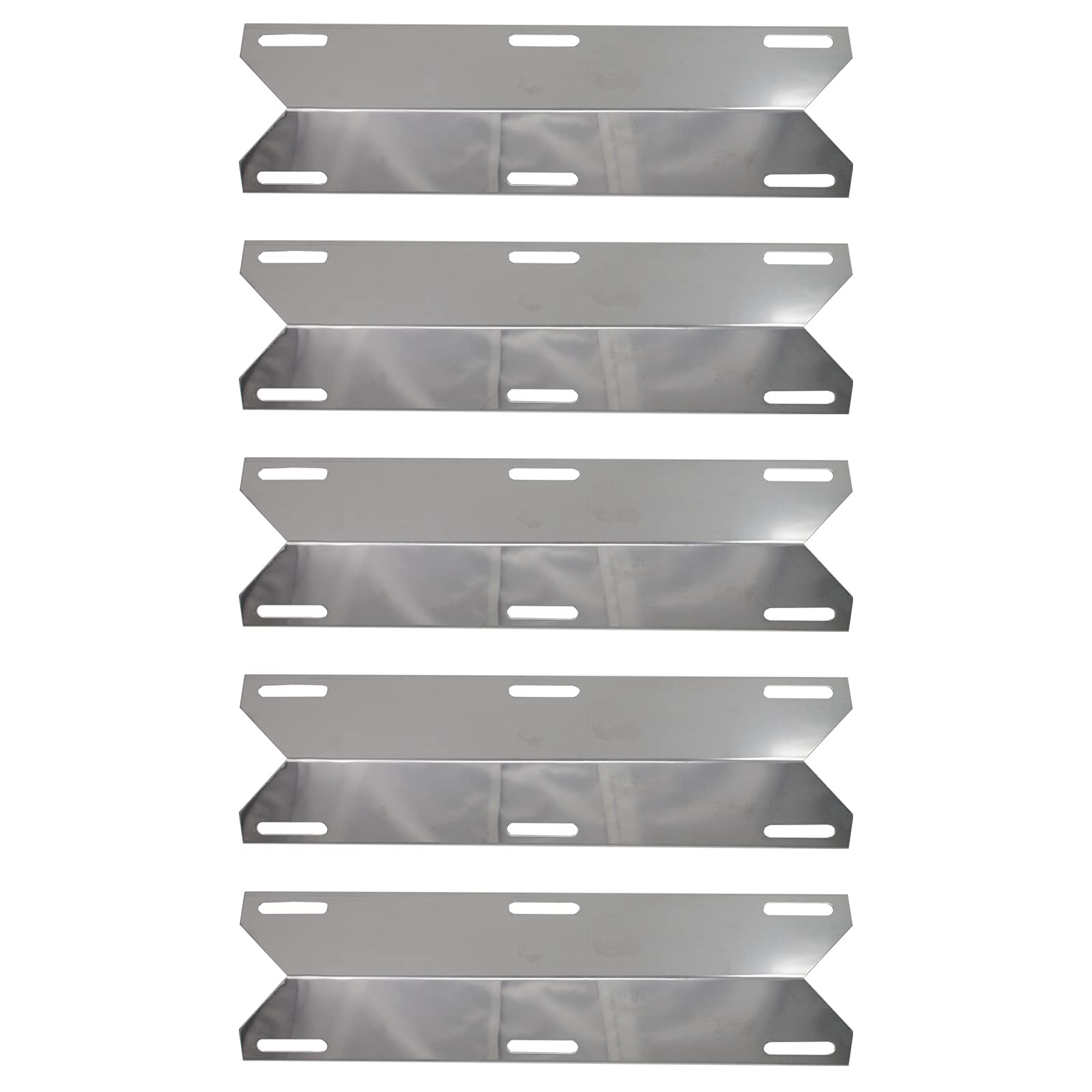 5-Pack BBQ Grill Heat Shield Plate Tent Replacement Parts for Kirkland 720-0433 - Compatible Barbeque Stainless Steel Flame Tamer, Guard, Deflector, Flavorizer Bar, Vaporizer Bar, Burner Cover 15"