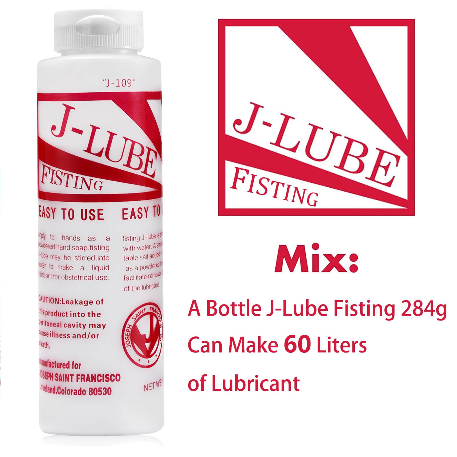 J-LUBE FISTING Powder Mixes with Water One Bottle Makes 16+ Gallons /60L+ of Lubricant 10 oz