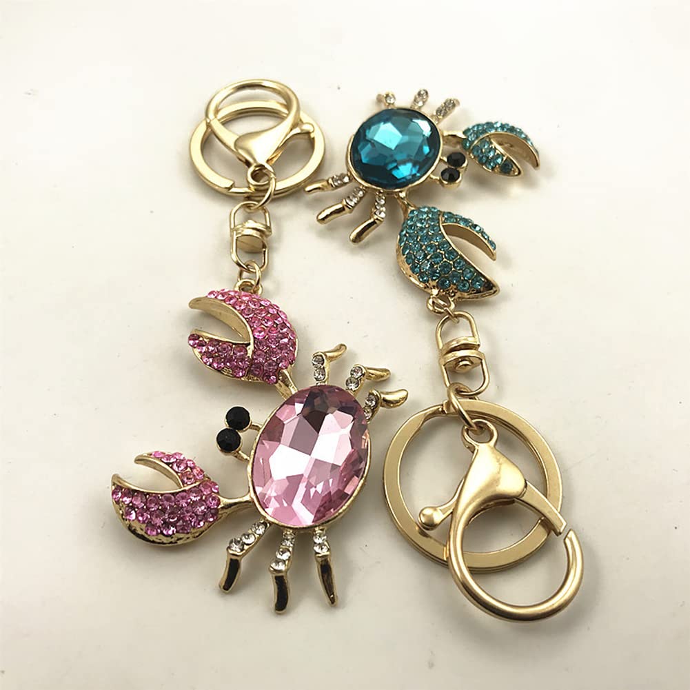 SEADEAR Diamond Crab Car Keychain Crab Keychain Crab Car Keychain Pendant Handbag Wallet Backpack Charm for Women Girls