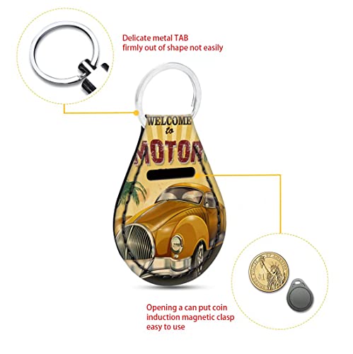 GIFTPUZZ Funny Skeleton Print Keychain Coin Holder Keychain with Metal Ring Lightweight Smart Key Chain Tag Black
