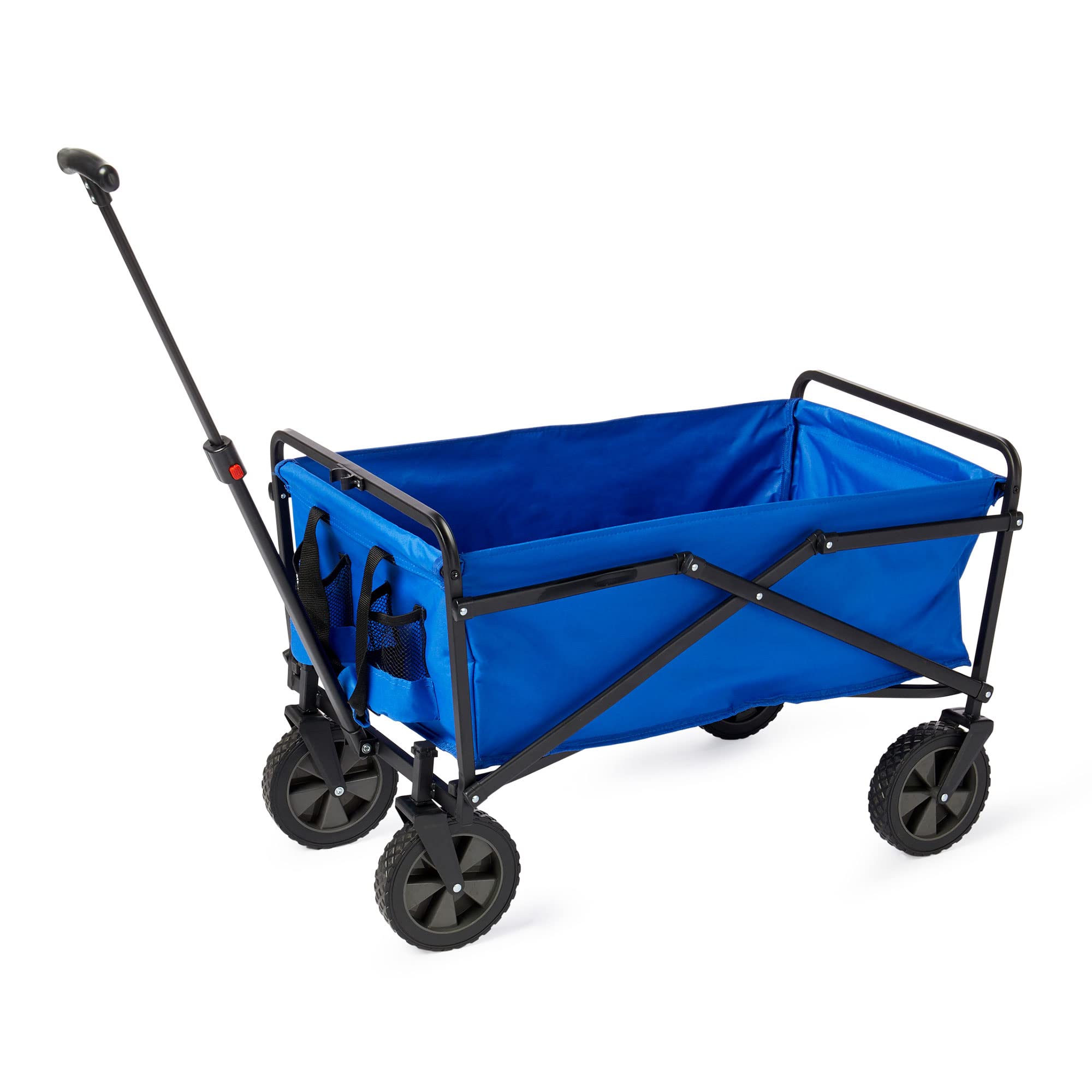Seina Heavy Duty Steel Compact Collapsible Folding Outdoor Portable Utility Cart Wagon w/All Terrain Rubber Wheels and 150 Pound Capacity, Black/Grey