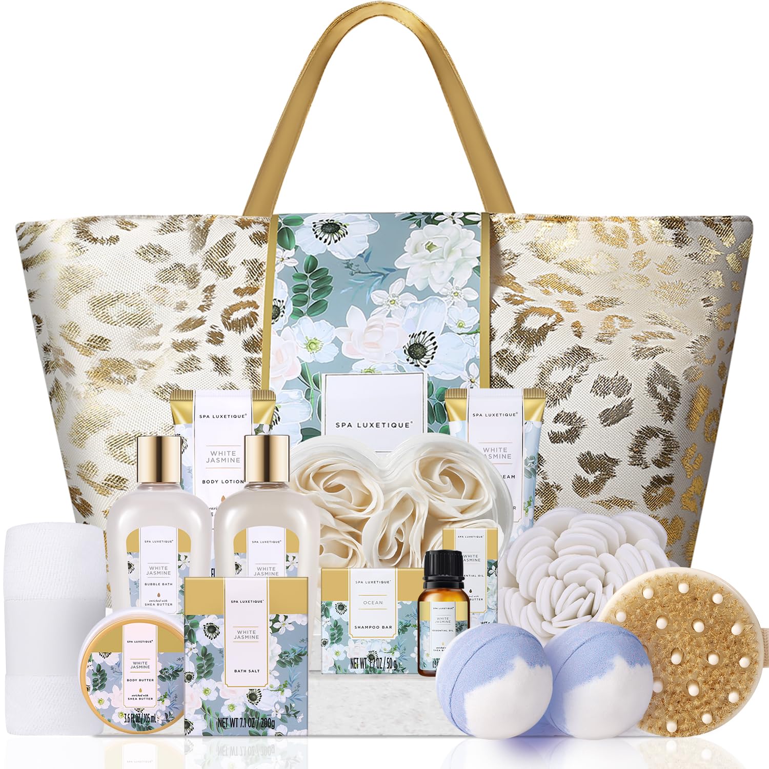 Spa Gift Baskets, Spa Luxetique Spa Gifts for Women, 15pcs Spa Gift Set Includes Bath Bombs, Essential Oil, Hand Cream, Bath Salt and Luxury Tote Bag, Gift for Women
