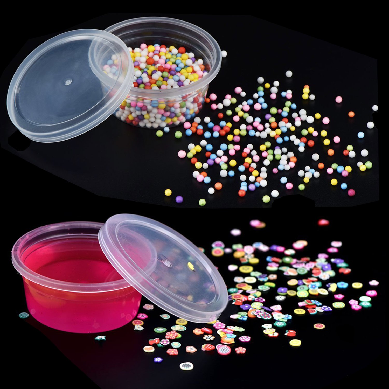 Augshy Small Plastic Containers with Lids for Slime, 50 Pack Foam Ball Storage Containers with Lids (2 oz)