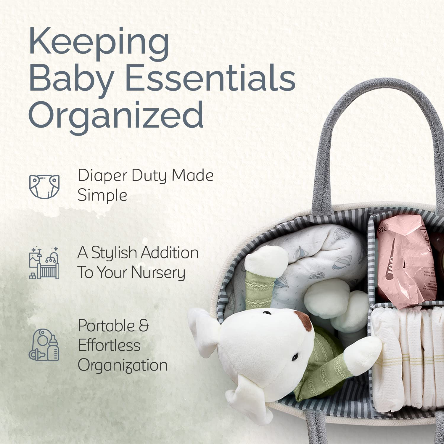 KiddyCare Diaper Caddy Organiser Grey Regular Size