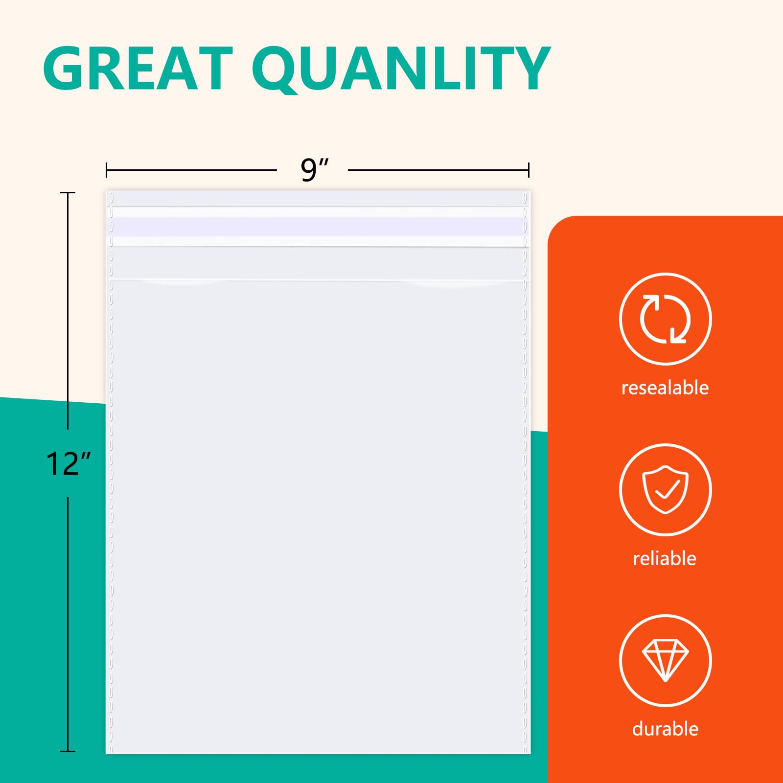 500 Pcs -9" x 12" Clear Plastic Cellophane Bags-Resealable Self Sealing Cello Poly Bags for A4, Letter Sized Documents, Marketing Materials, Clothes