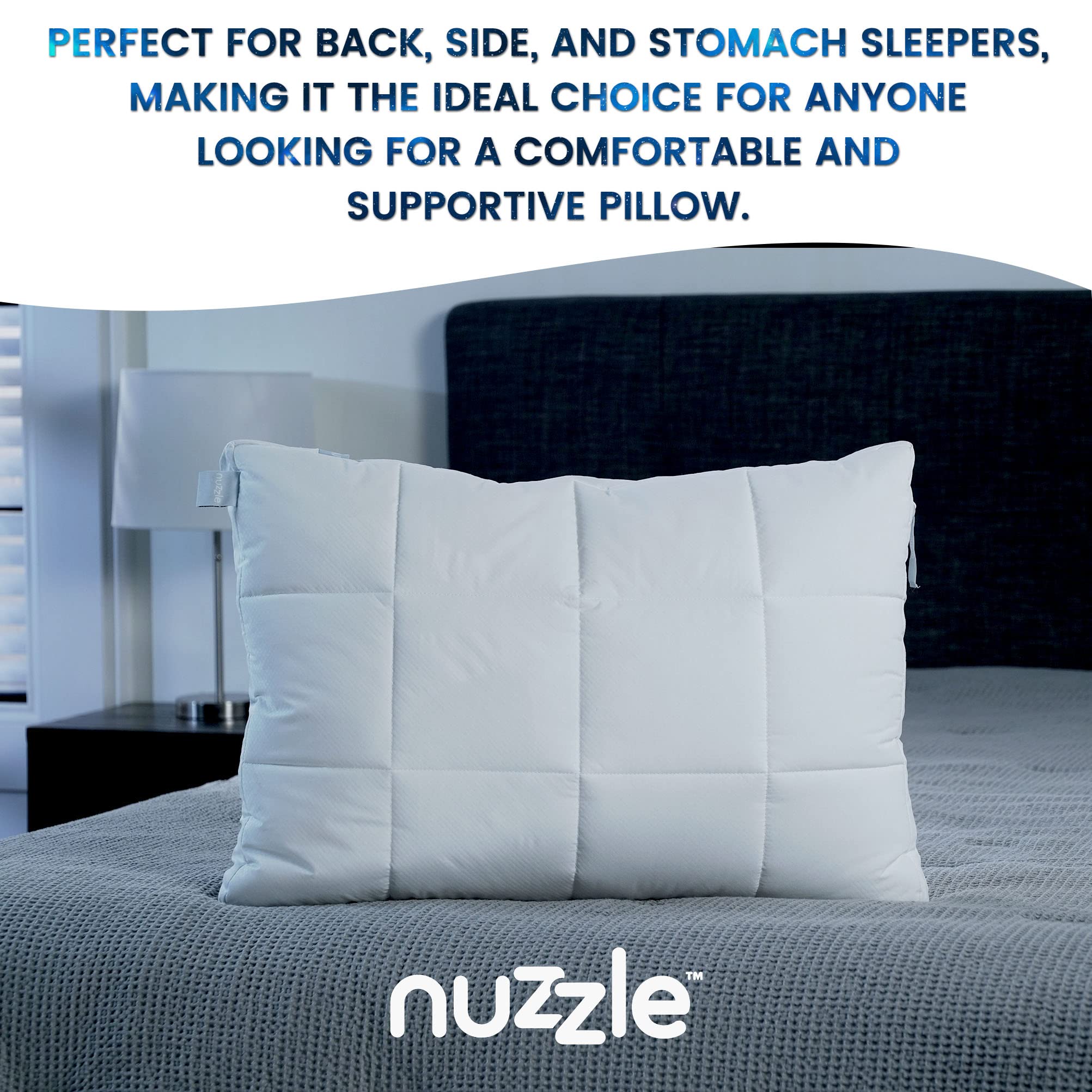 Nuzzle AS-SEEN-ON-TV Bed Pillow for Sleeping - Ultra Cool and Comfortable - Two Adjustable Inner Layers for Comforting Support - Perfect for Side, Back, and Stomach Sleepers - 100% Machine Washable