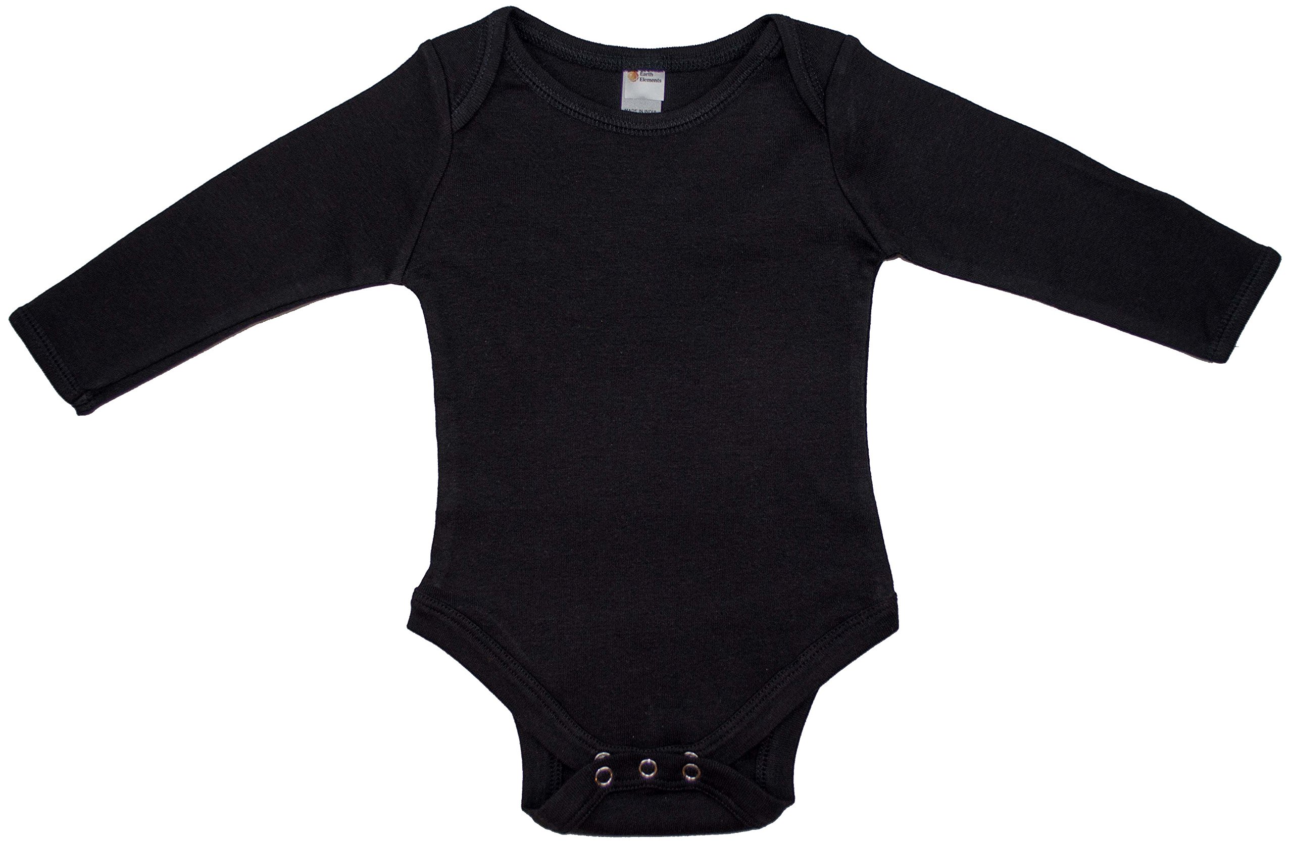 Earth Elements Baby Long Sleeve Bodysuit 12-18 Months Black