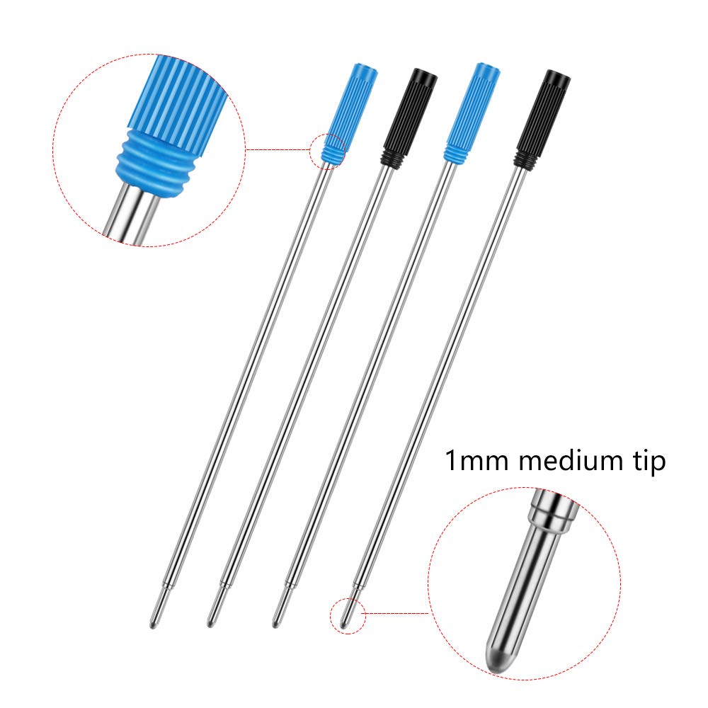 Unibene Cross Compatible Ballpoint Pen Refills 20 Pack, 1.0mm Medium Point-10 Black & 10 Blue, Smooth Writing Replaceable German Ink Refill