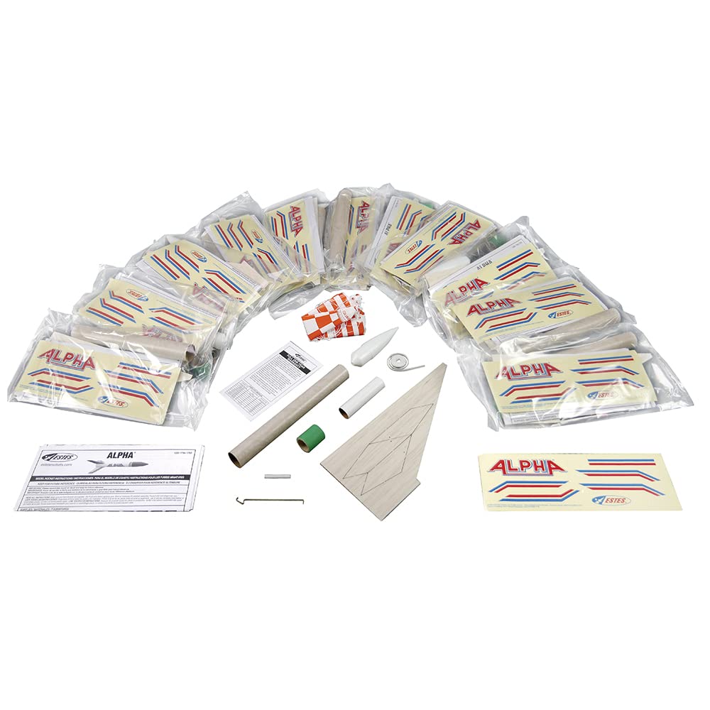Estes - 1756 Alpha Flying Model Rocket Bulk Pack (Pack of 12) | Intermediate Level Rocket Kit |Soars up to 1000 ft. | Step-by-Step Instructions | Science Education Kits | Great for Teachers, Youth Group Lead