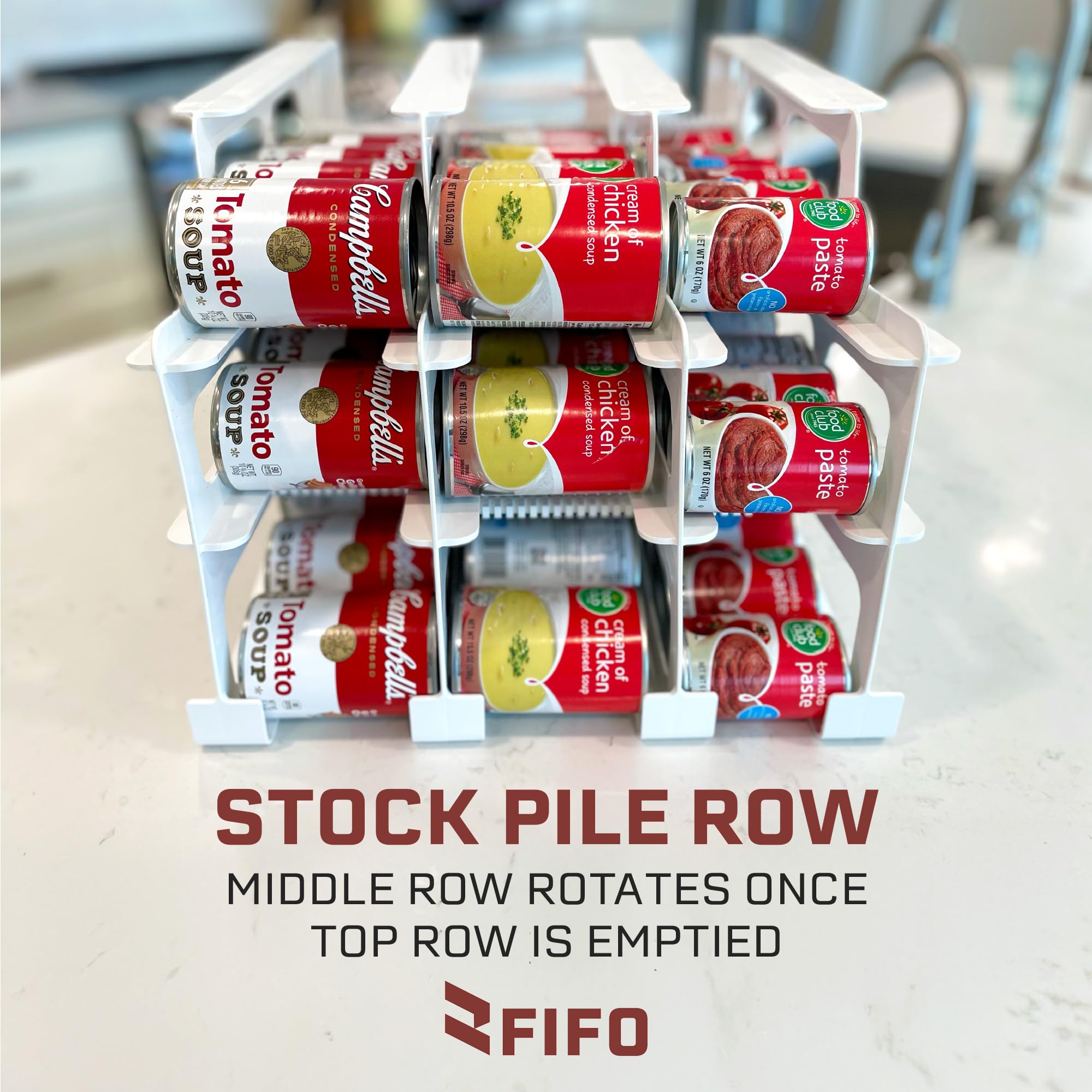 FIFO Can Tracker Stores 54 cans | Rotates First in First Out | Canned Goods Organizer for Cupboard, Pantry and Cabinet | Food Storage | Organize Your Kitchen | Made in USA