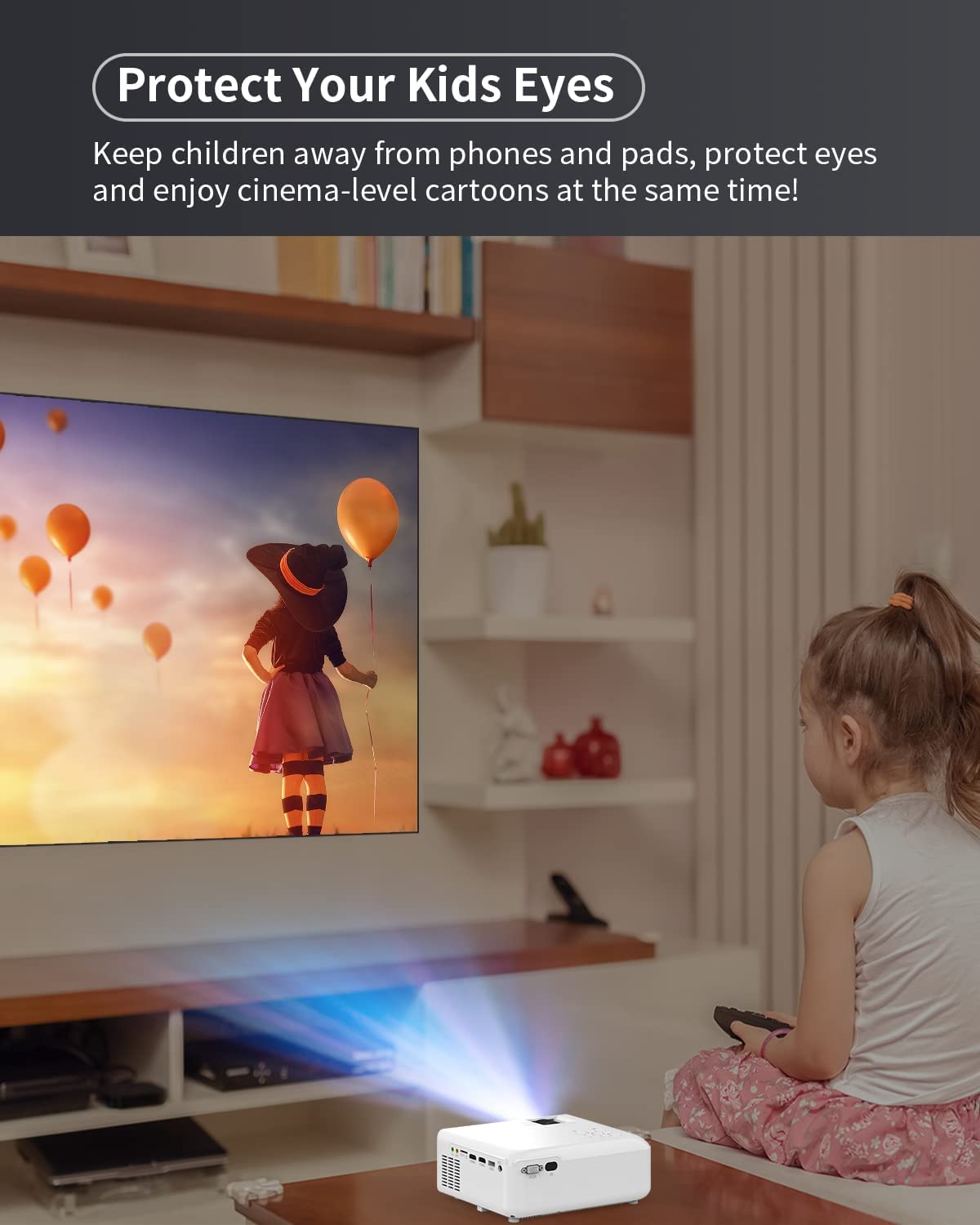 Projector Mini 1080P Supported Portable Projector Home Cinema Movie Projector with VGA, HDMI, TF, AV, USB and Remote Control