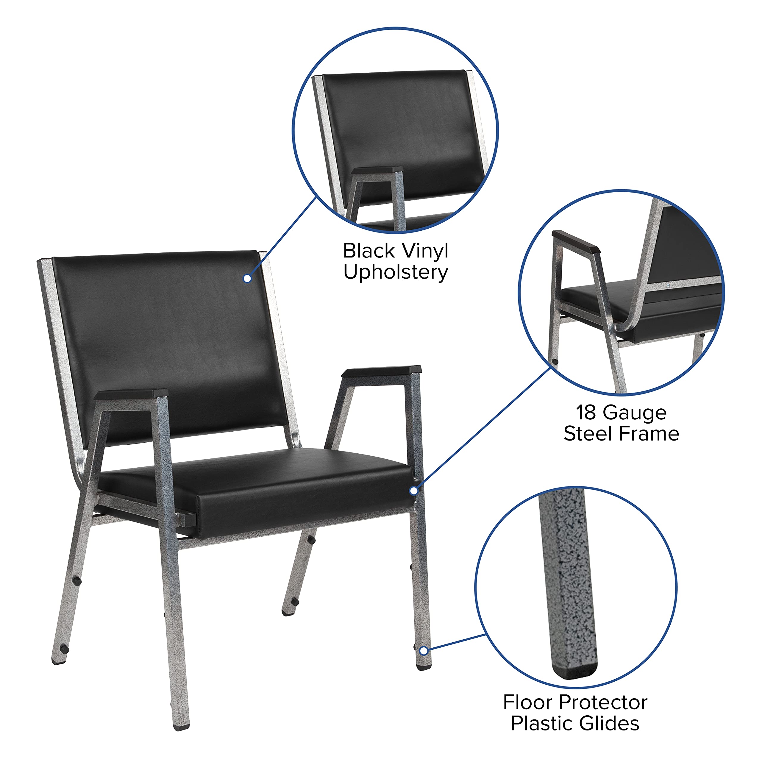 EMMA + OLIVER 1000 lb. Rated Black Antimicrobial Vinyl Bariatric Medical Reception Arm Chair