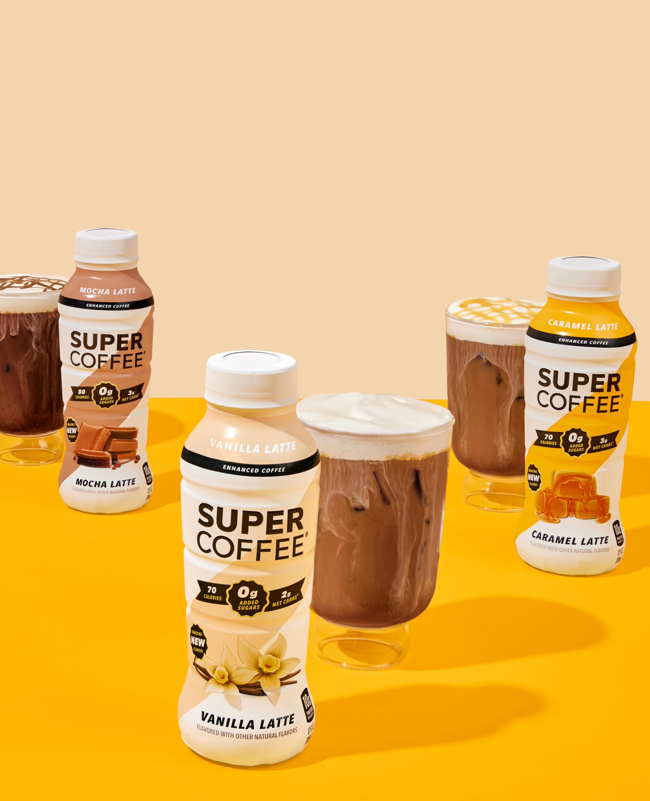 Super Coffee, Iced Keto Coffee (0g Added Sugar, 10g Protein, 80 Calories) [Mocha Latte] 12 Fl Oz, 12 Pack | Iced Coffee, Protein Coffee, Coffee Drinks, Smart Coffee - SoyFree GlutenFree