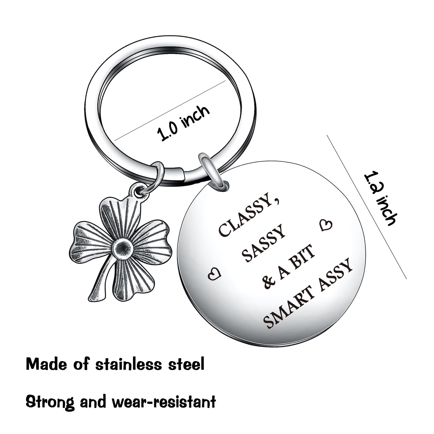 De&ai Positive jewelry Positive keychain women Inspirational gift Motivational gift for siser Inspirational keychain Inspirational keyring Motivational keyring a bit smart assy keychain
