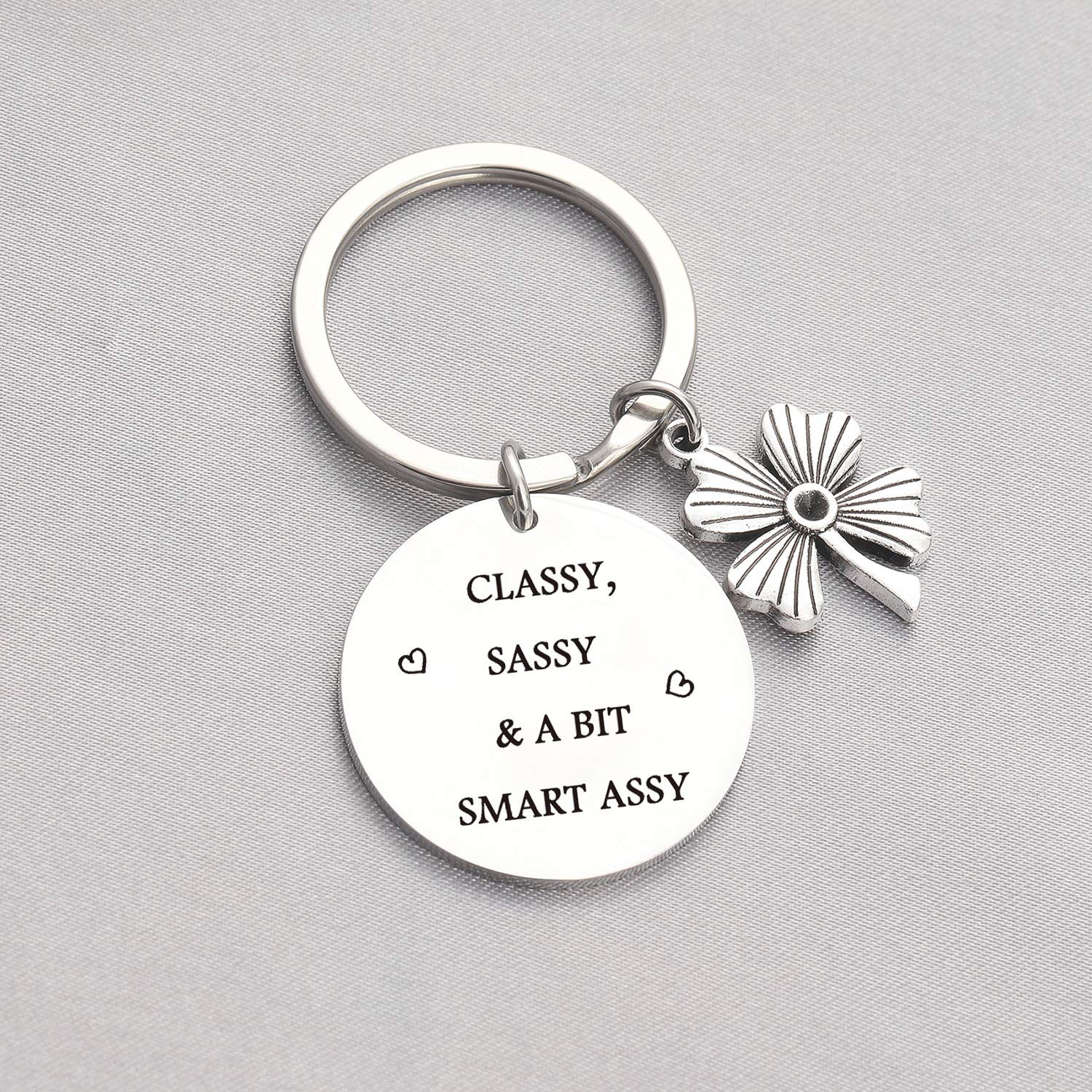 De&ai Positive jewelry Positive keychain women Inspirational gift Motivational gift for siser Inspirational keychain Inspirational keyring Motivational keyring a bit smart assy keychain