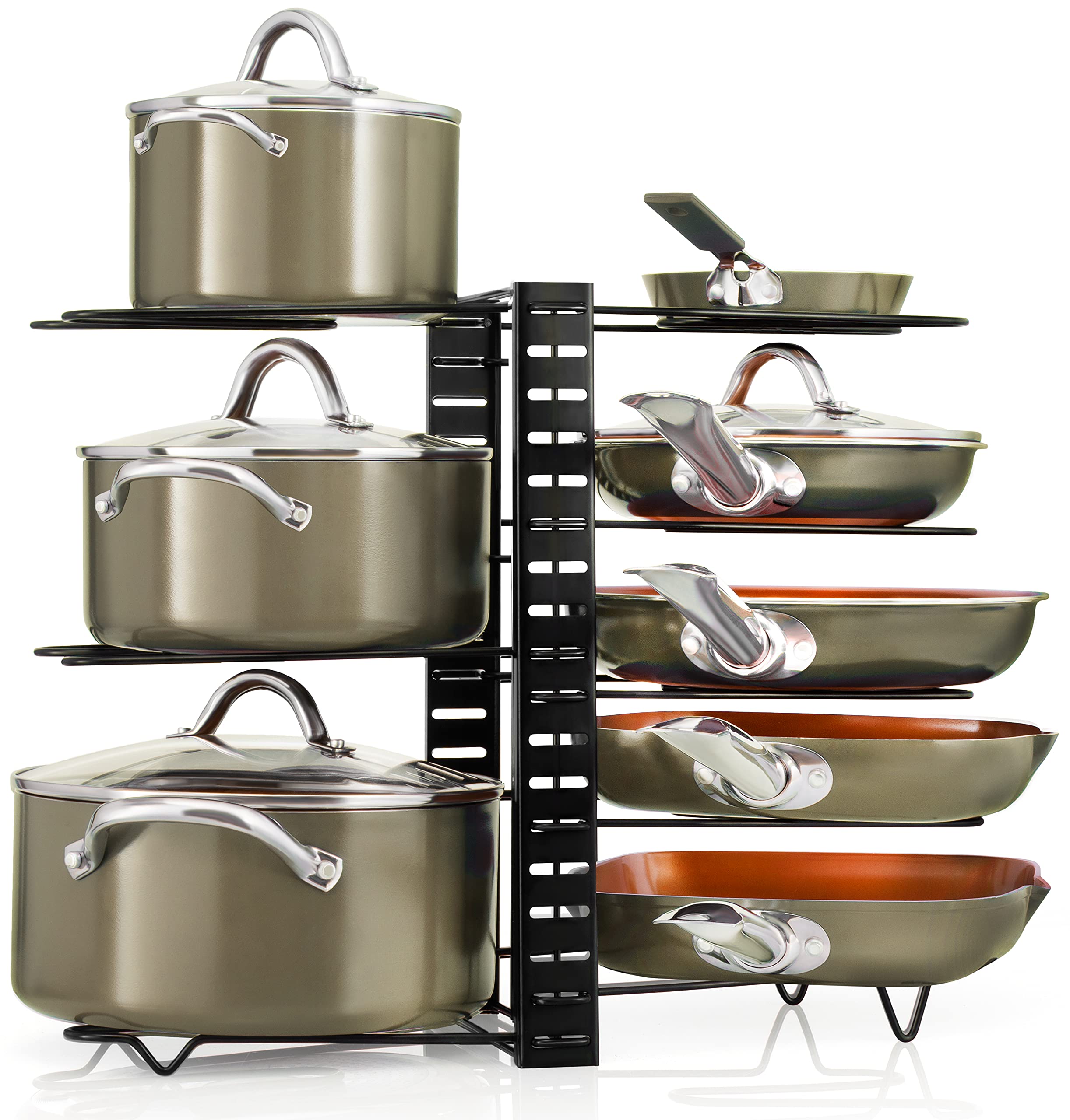 Last Minute Kitchen Pot & Pan Organizer 3 DIY Method Adjustable 8+ Rack System for Pantry Cabinet & Countertop Black Heavy Duty Steel (ECO-FRIENDLY)…
