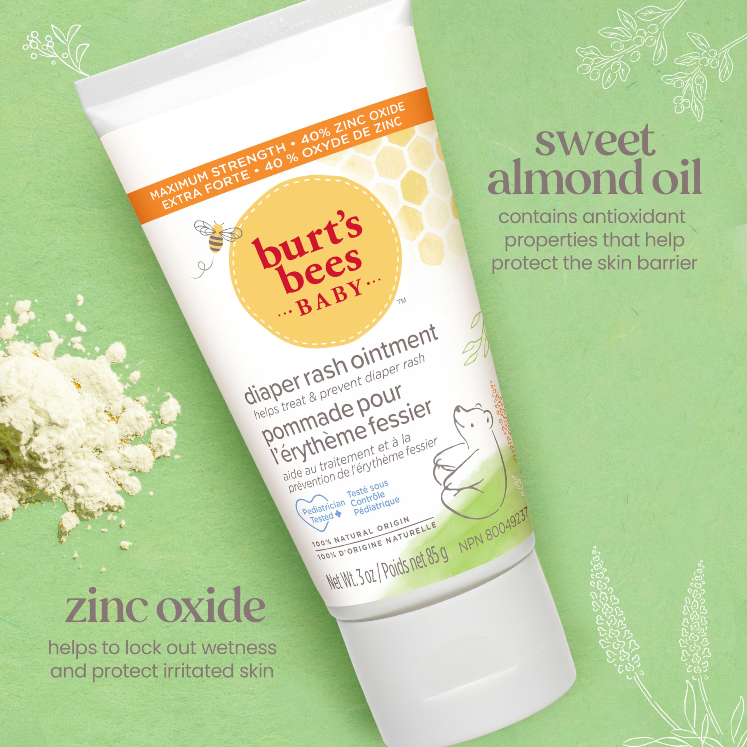 Diaper Rash Ointment, Burt's Bees 100% Natural Baby Skin Care, 3 Ounce (2 Pack)
