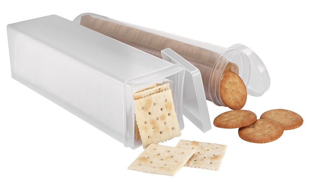 Airtight Cracker Sleeve Storage Containers - Stay Fresh Cracker Keeper, Cookie Holder - Square Plastic Canister for Saltine Crackers, Kitchen Pantry Staples