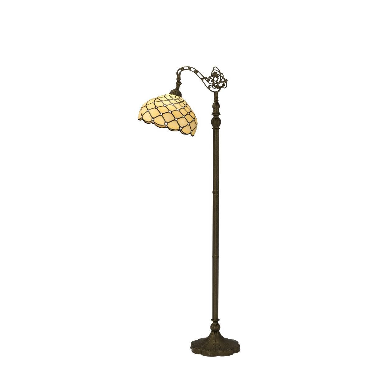 WERFACTORY Tiffany Floor Lamp Cream Amber Stained Glass Bead Arched Lamp 12X18X64 Inch Gooseneck Adjustable Corner Standing Reading Light Decor Bedroom Living Room S005 Series