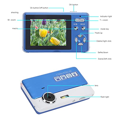 40MP Digital Camera 2.4 Inch Screen Mini Video Camera with 16x HD Digital Zoom 32GB Digital Cameras for Photography (Blue)