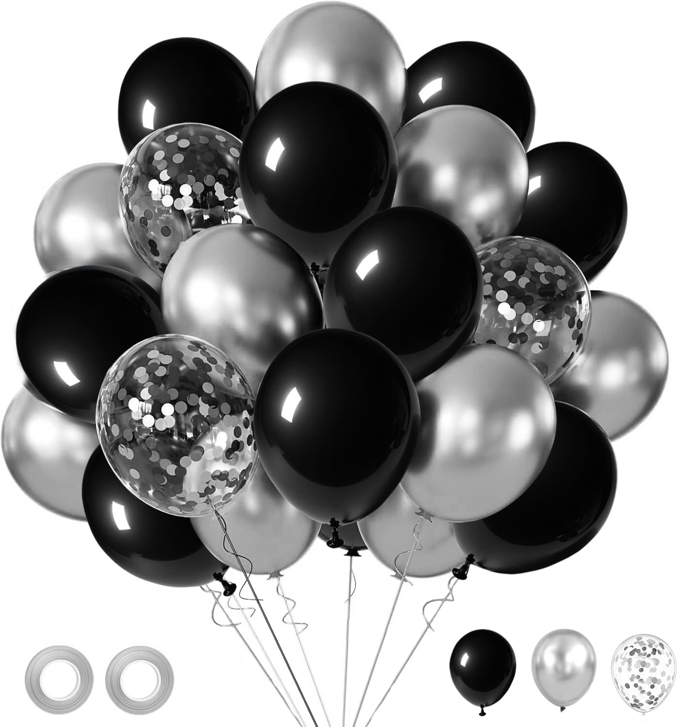 Black Balloon Garland Kit,106 pcs Black Balloons Different Sizes Pack 18/12/10/5inch Black Latex Party Balloons for Birthday,Graduation,Baby Shower,Wedding,Holiday Balloon Decoration