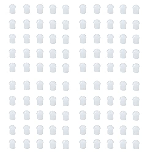 BVMAG 100 Pack Replacement Mushroom Earbud Ear Tips for Baofeng Motorola Kenwood Cobra Two Way Radio Transparent Acoustic Tube Earpieces
